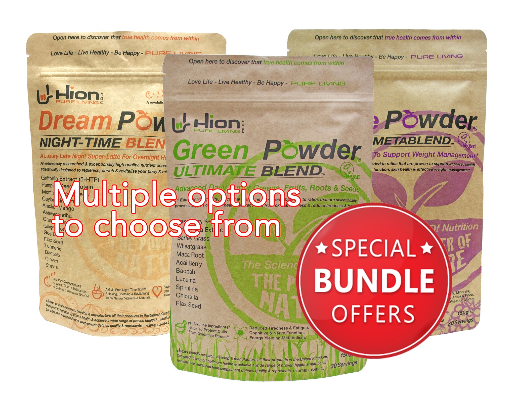 Hion Superfoods | Super Greens | Green Powder | Purple Powder | Vegan